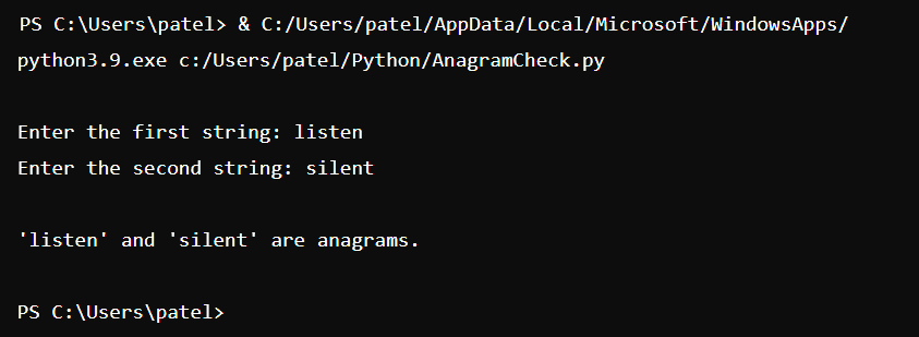 Python Program To Check If Two Strings Are Anagrams Coding Connect 